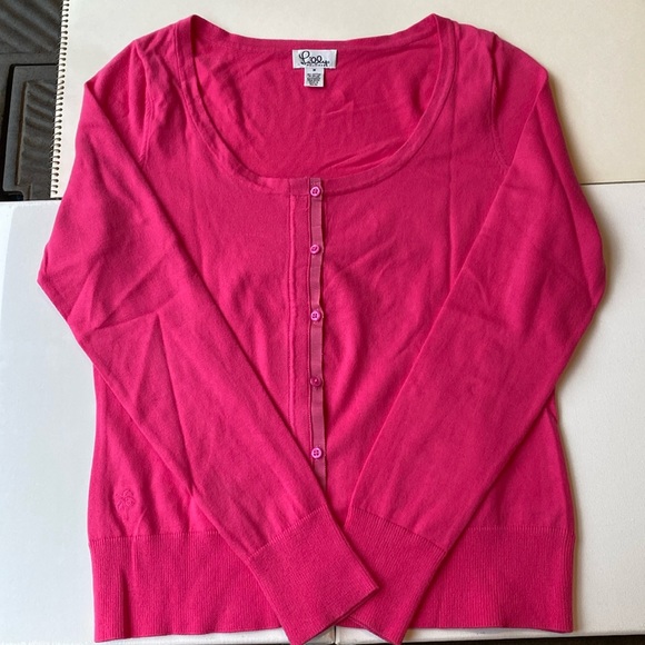 Lilly Pulitzer | Sweaters | Lilly Pulitzer Pink Button Up Sweater ...